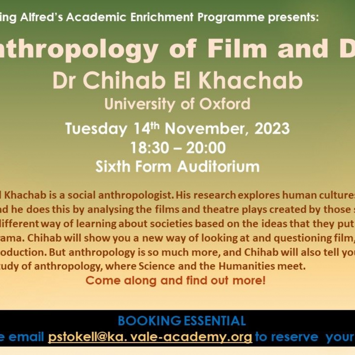 King Alfred's Academy - KAAEP TALK on 14th november