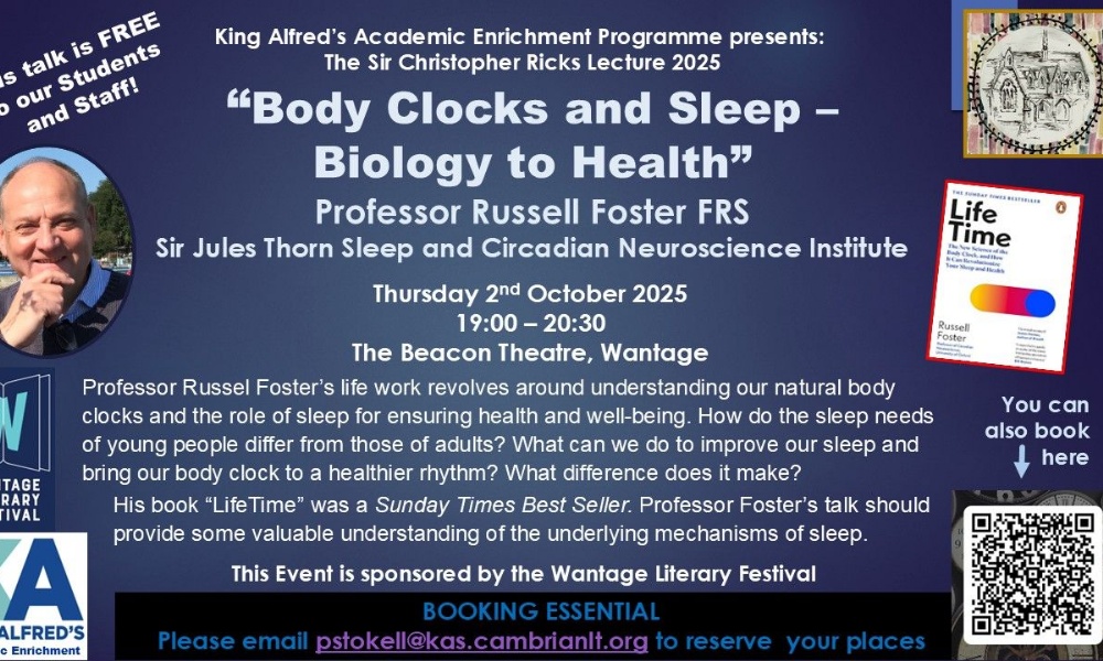 King Alfred's Academy - Sir CBR Talk - Sleep and body clocks All welcome