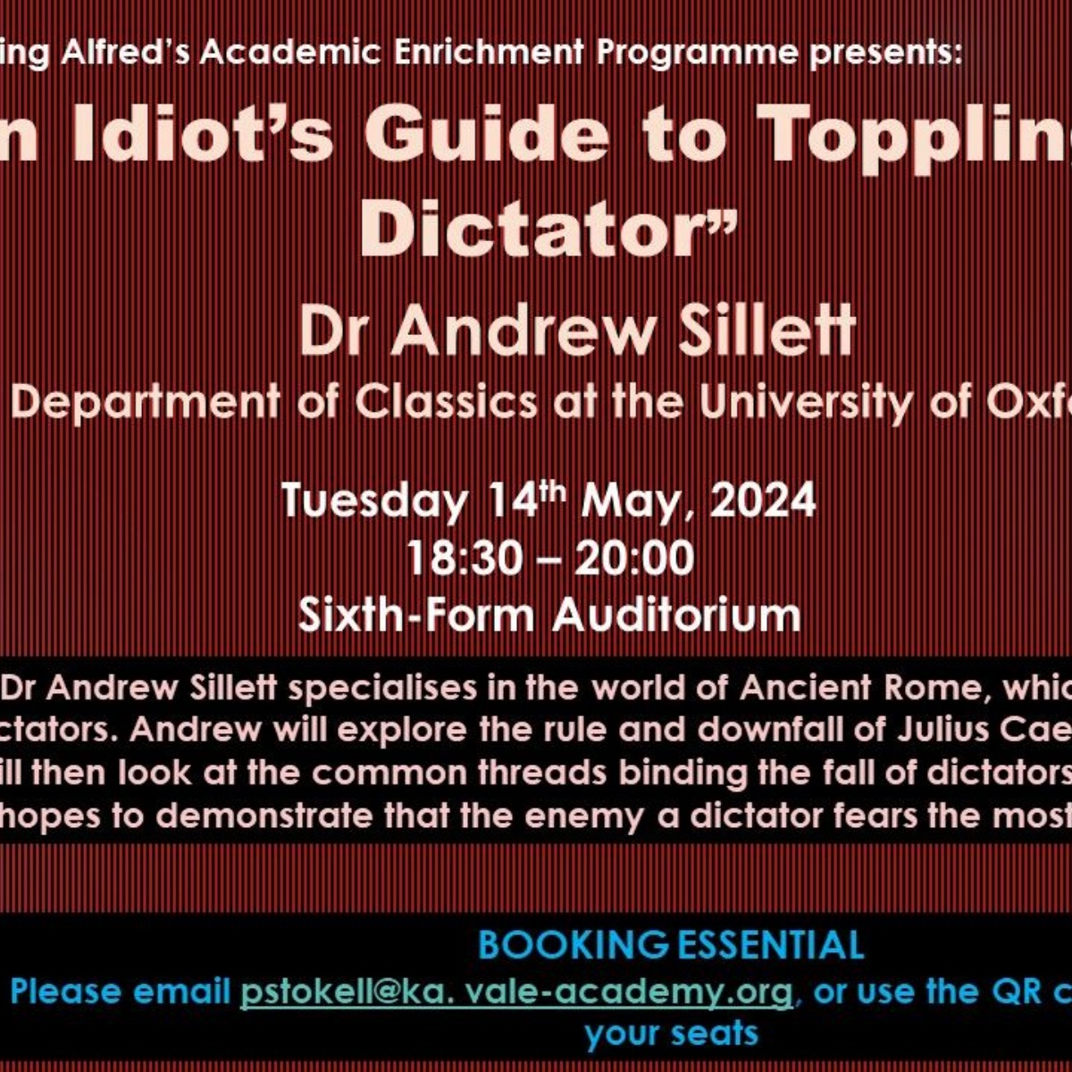 King Alfred's Academy - Our Forthcoming KAAEP TALK: